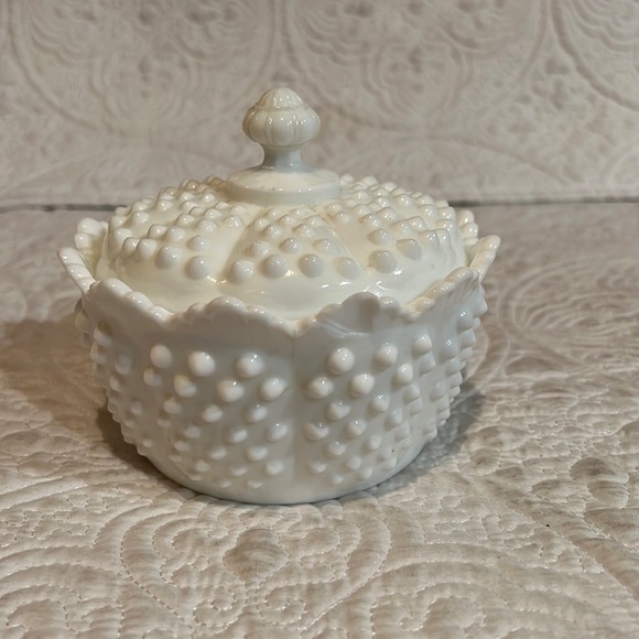 Fenton | Accents | Vintage Fenton White Hobnail Candy Dish With Lid ...